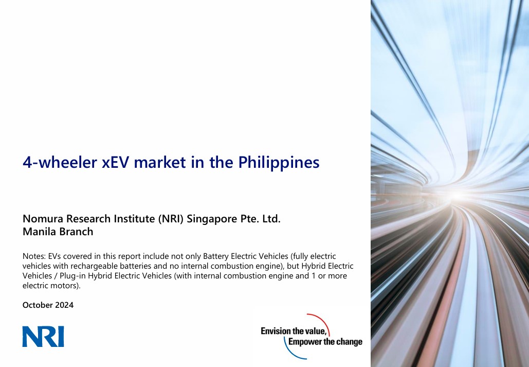 4-wheeler xEV market in the Philippines - NRI (Singapore)
